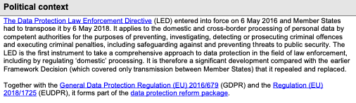 Data protection in law enforcement – report on the Law Enforcement ...